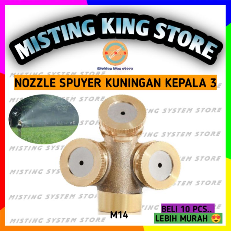 Jual NOZZLE SPRAYER KUNINGAN 3 LUBANG / HEAD SPRAY 3 WAY MATA / NOZLE ...