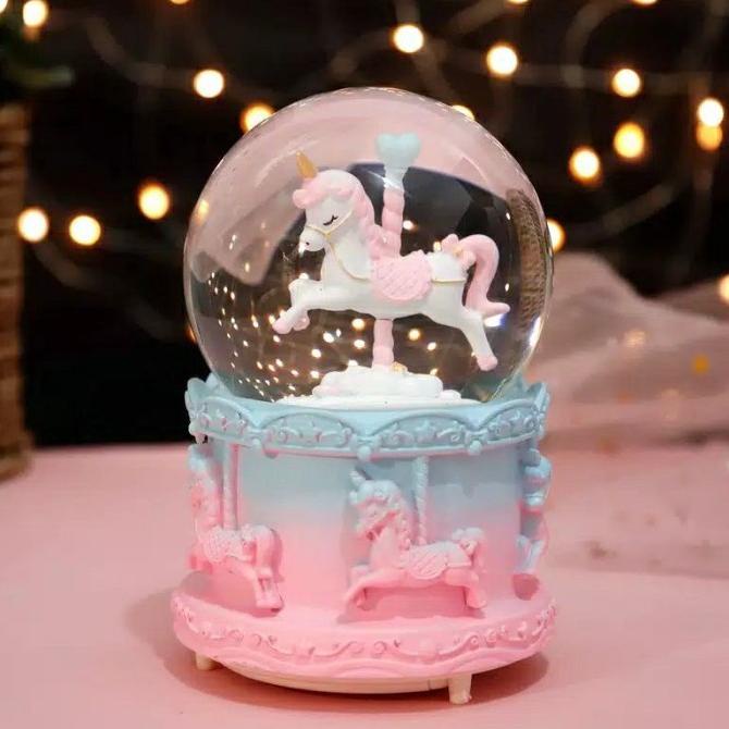 Jual YKCS 0478 Lampu Tidur Box Musik Snowball Music Box Unicorn Frozen ...