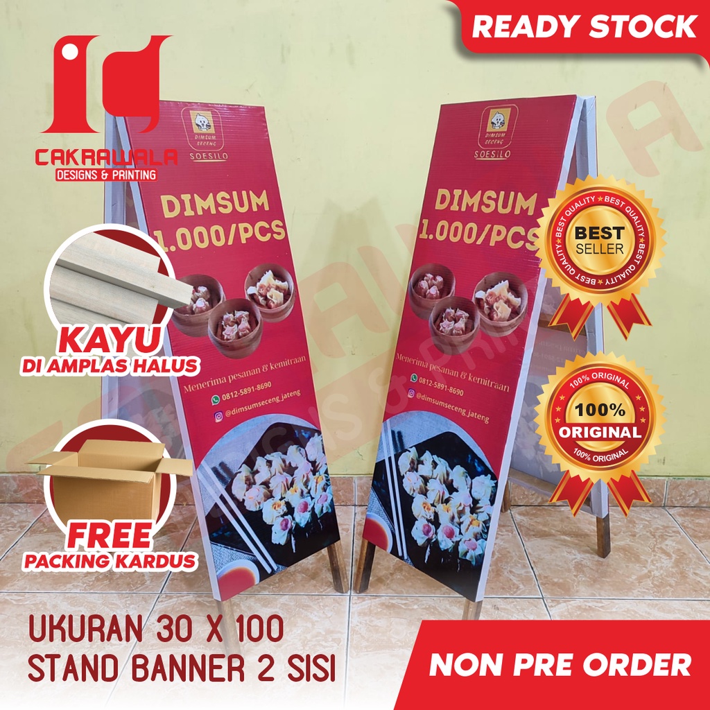 Jual STAND BANNER KAYU UKURAN 30 X 100 - STANDING PROMO BANNER JUALAN ...