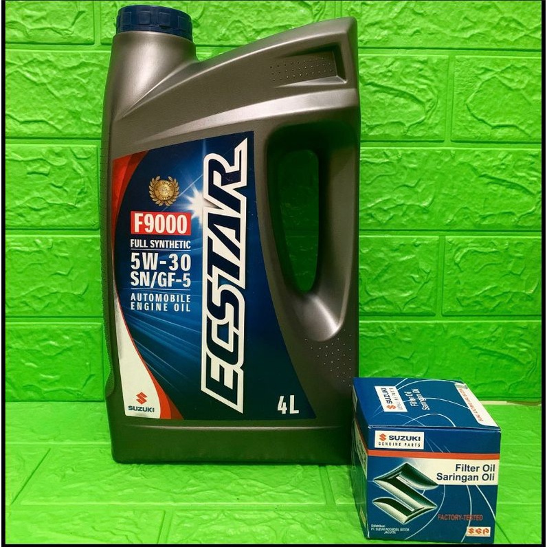 Jual Oli Suzuki ecstar F9000 5W 30 4L / paket filter oli ertiga ignis ...