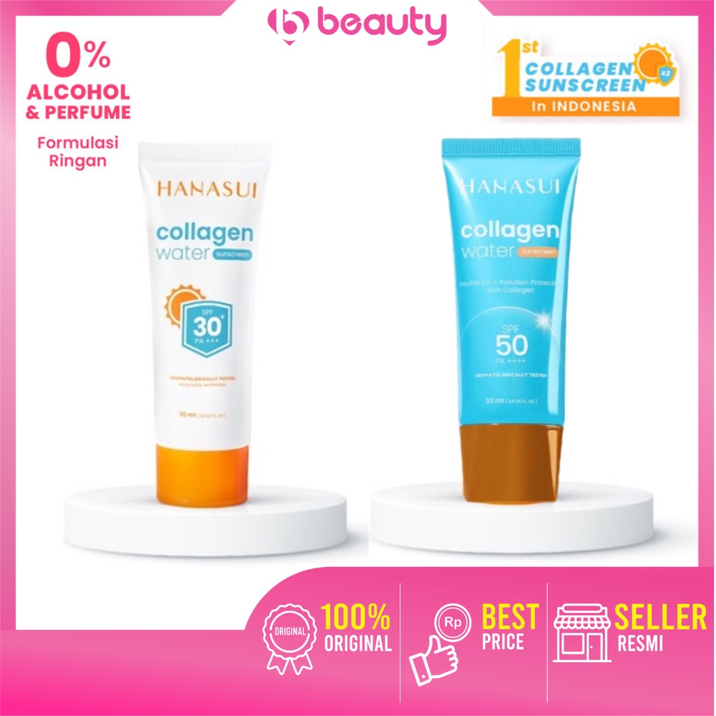Jual BEAUTY HANASUI Collagen Water Sunscreen SPF 50 PA ++++ / HANASUI ...