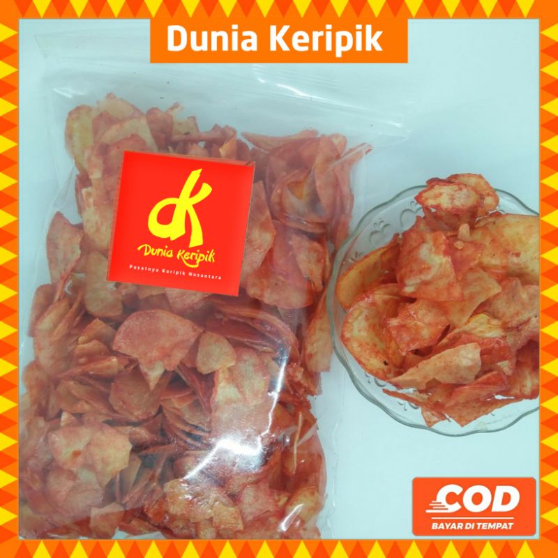 Jual Keripik singkong pedas 1kg/kripik singkong balado/kripik singkong ...