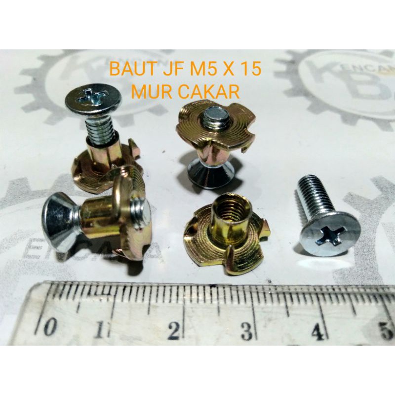 Jual BAUT JF M5 X 15 MM GALVANIS DAN MUR CAKAR / BAUT SPEAKER KUNCI OBENG PLUS (+) PANJANG 1,5 ...