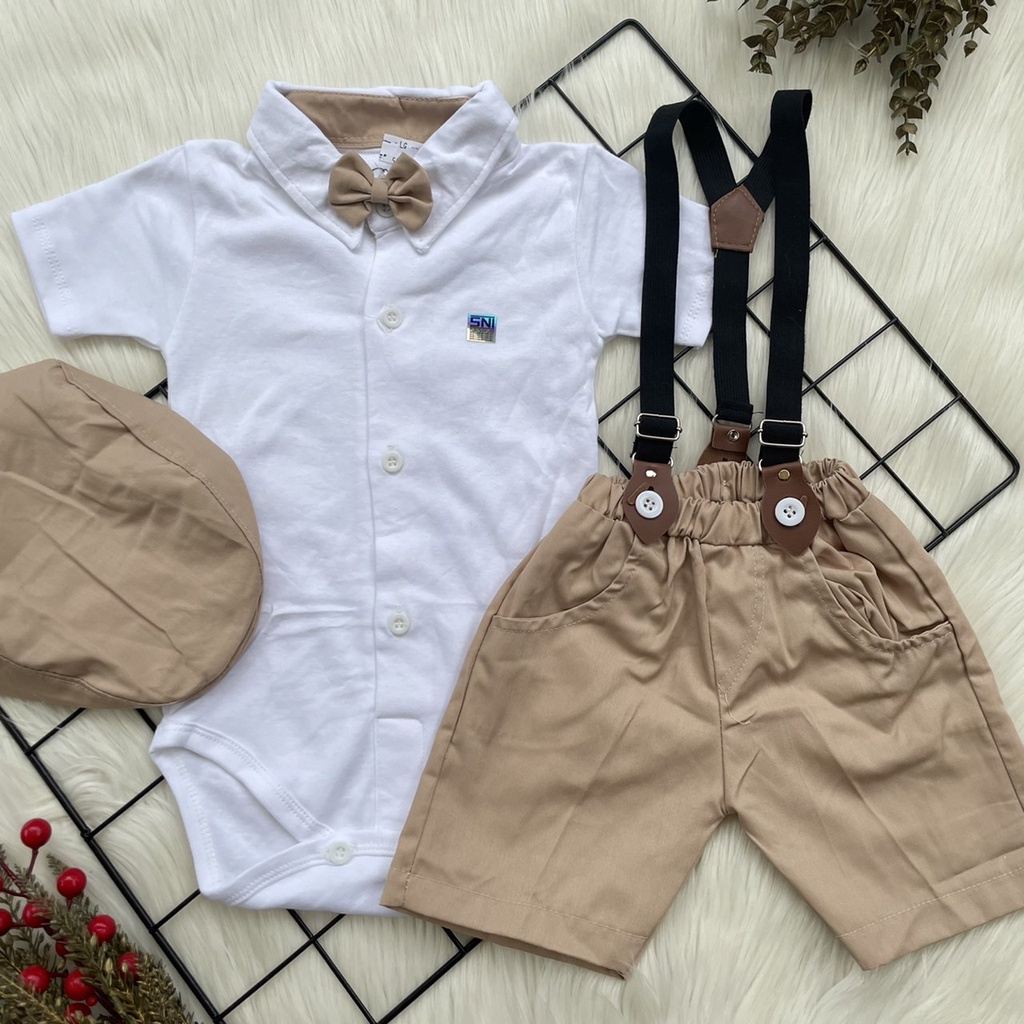 Jual Baju Setelan Bayi Jumper kotak Suspender Setelan anak cowok jalan ...