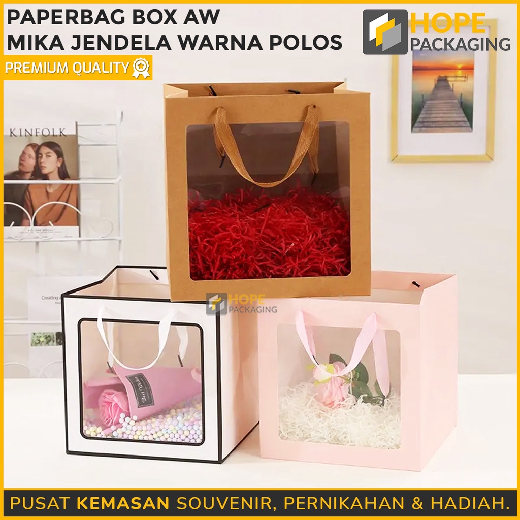 Jual Paperbag Box AW Warna mika jendela / Premium Mika Paper Bag Kekinian Paper Bag Birthday ...