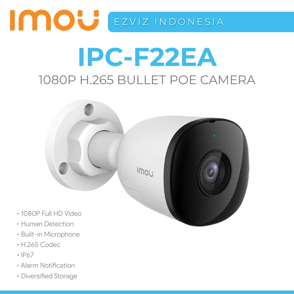 Jual IMOU IPC-F22EA 1080P H.265 BULLET POE IPCAM BUILD IN MIC IP67 ...