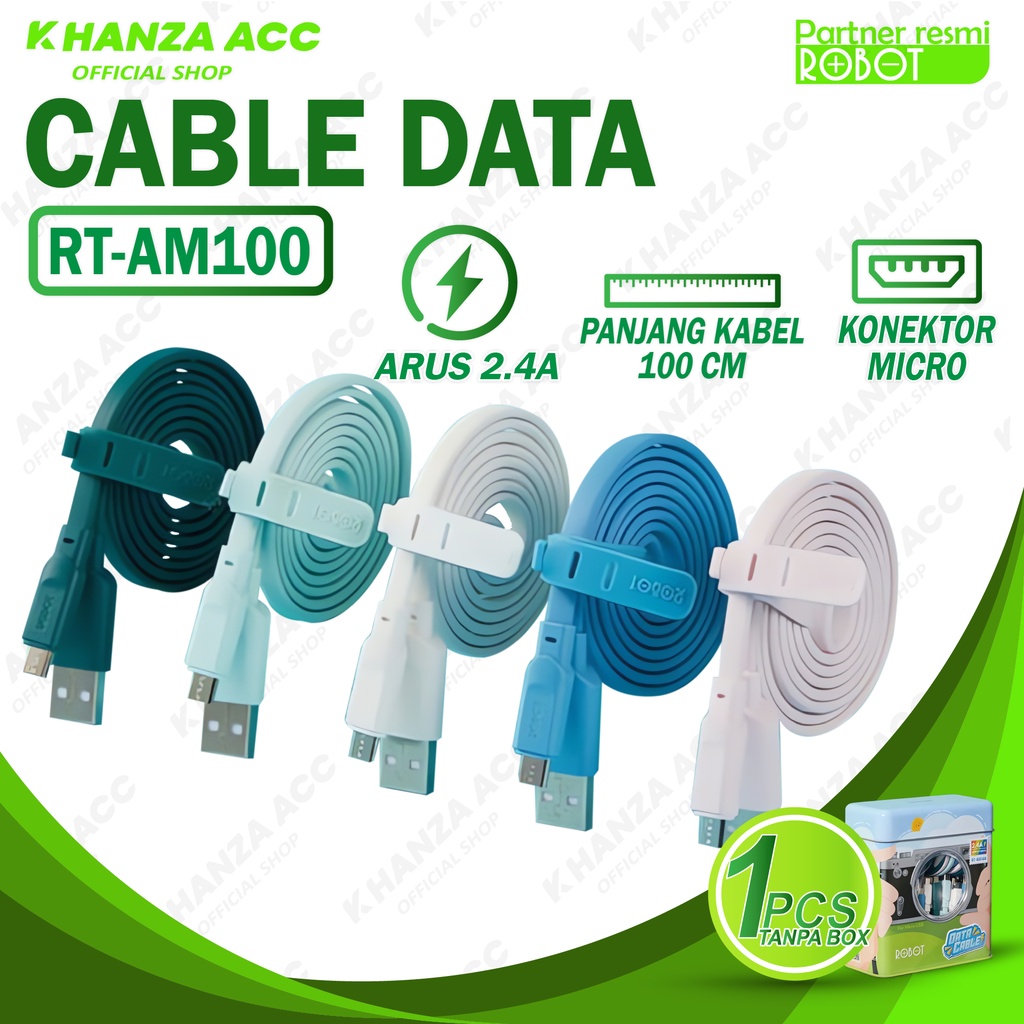 Jual KHANZAACC ROBOT RT-AM100 Kabel Data Micro USB 1 Meter 2.4A ( Ecer ...