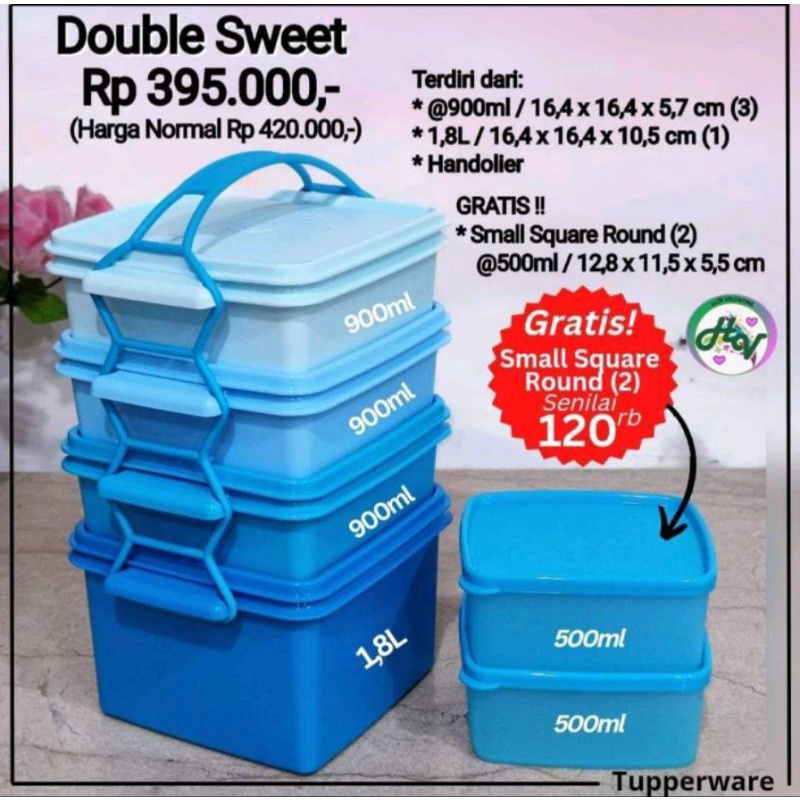 Jual rantang kotak tupperware / rantang double sweet tupperware ...