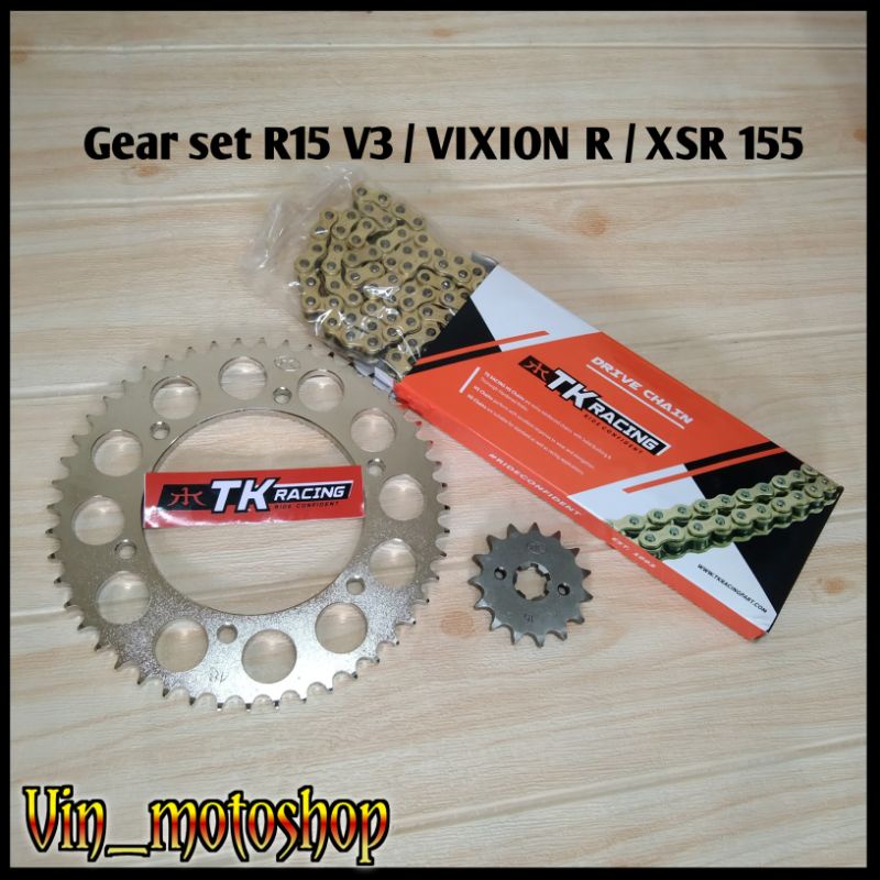 Jual gir gear set TK Racing Yamaha R15 V3 Vixion R VVA MT15 XSR 155 & Rantai Gold TK Racing 428 ...