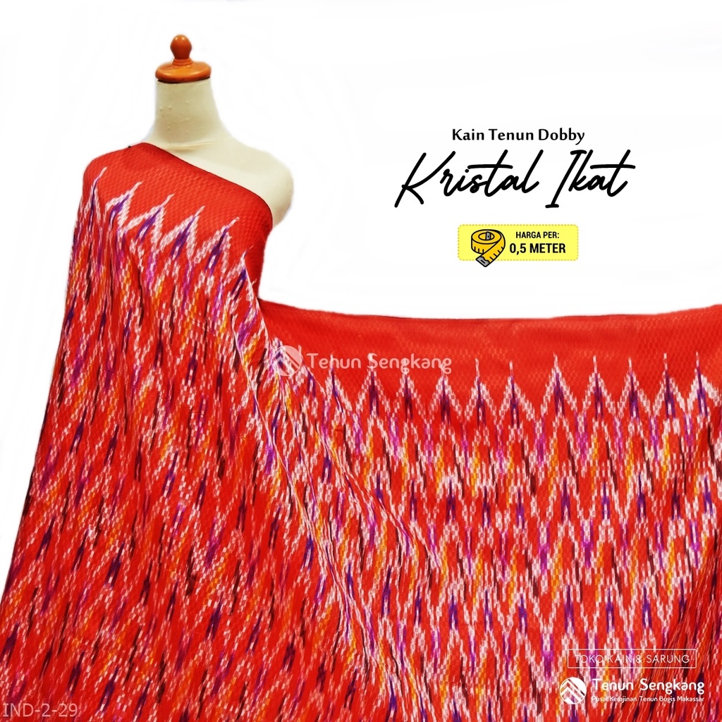 Jual Kain Tenun Dobby Ikat Sutra Bugis Makassar Merah - Tenun Sengkang ...