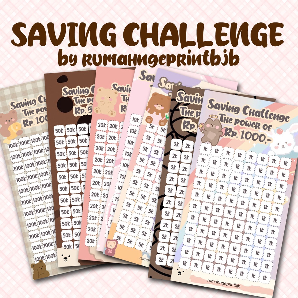 Jual Isi Binder A6 Saving Jar 6 lubang Challenge Tantangan Menabung Asik BEAR SERIES | Shopee ...