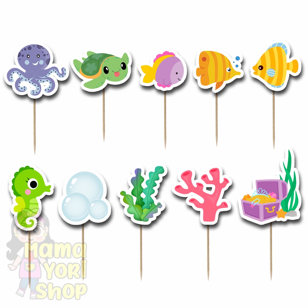 Jual Hiasan Kue Ulang Tahun Topper Cake Motif SEA ANIMALS BINATANG LAUT ...