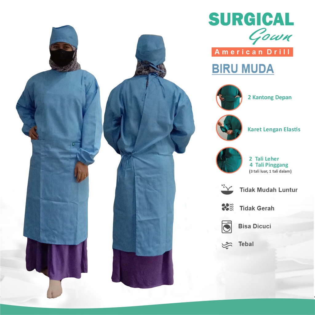 Jual APD Gown Medis American Drill Hazmat Gown APD Surgical Baju APD ...