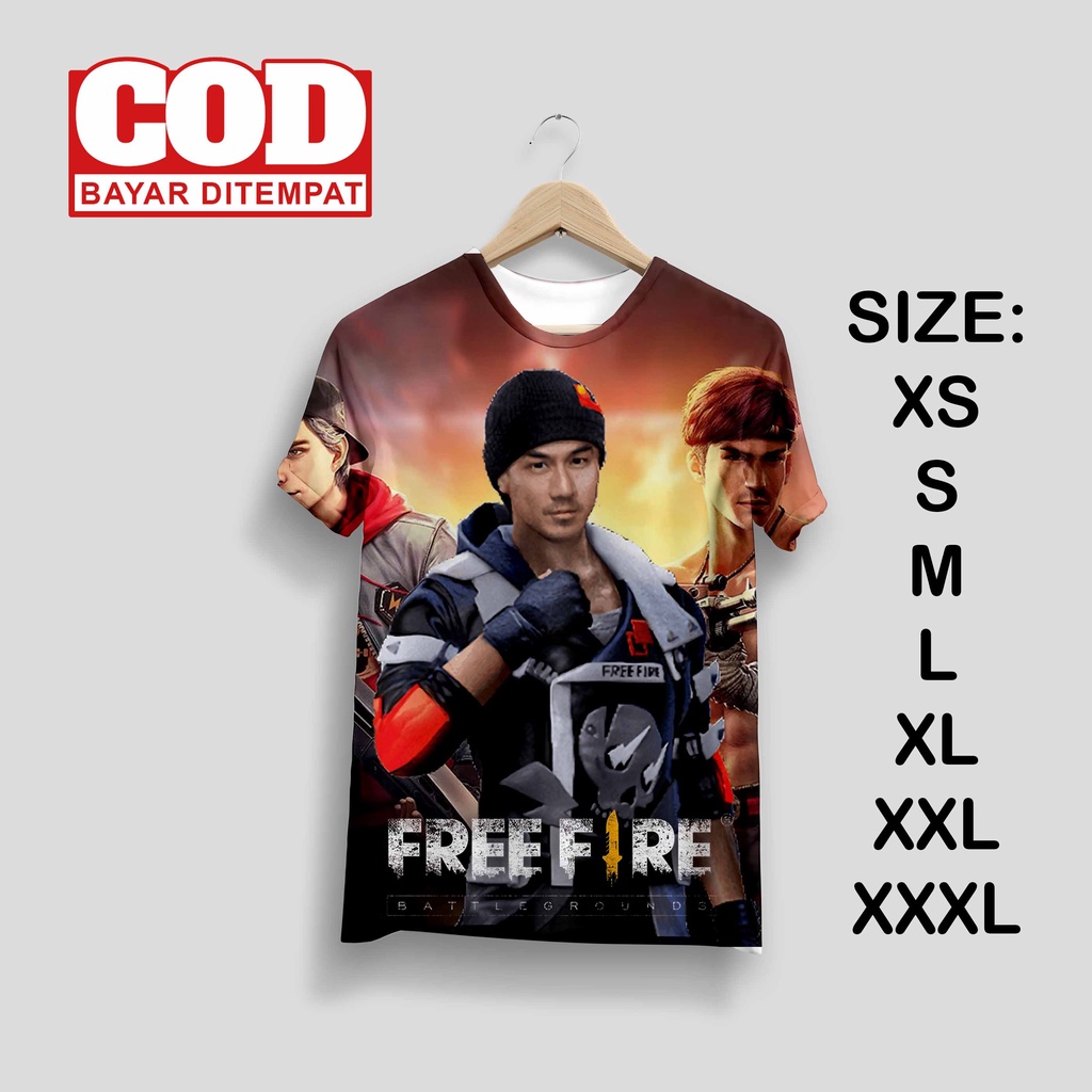 Jual Kaos FullPrint Free Fire | Kaos AOP Free Fire | Shopee Indonesia