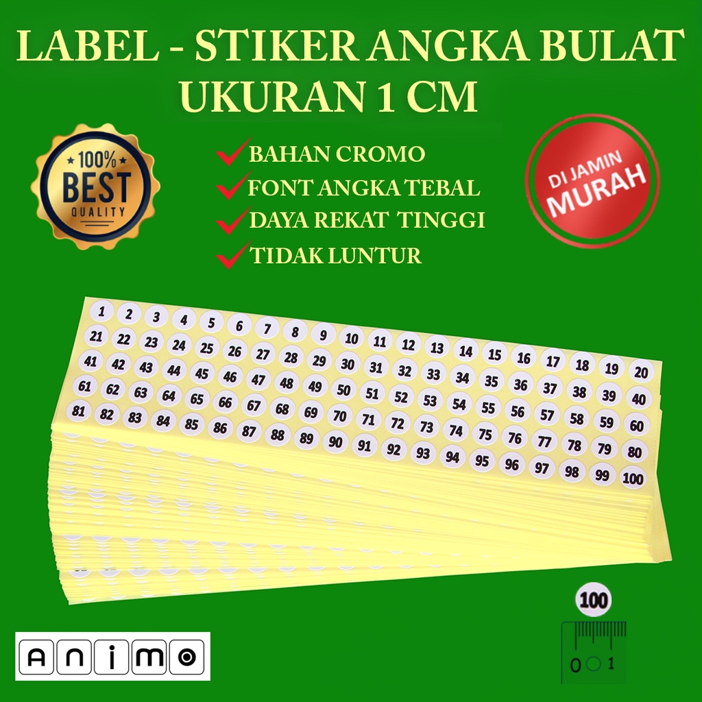 Jual LABEL - STIKER ANGKA BULAT 1 CM - ROUND NUMBER STICKERS 1 CM ...