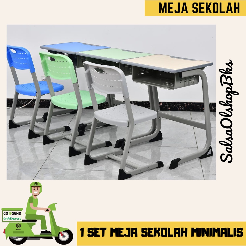 Jual MEJA SEKOLAH MODERN RANGKA BESI | 1 SET MEJA KURSI SISWA SD/SMP ...