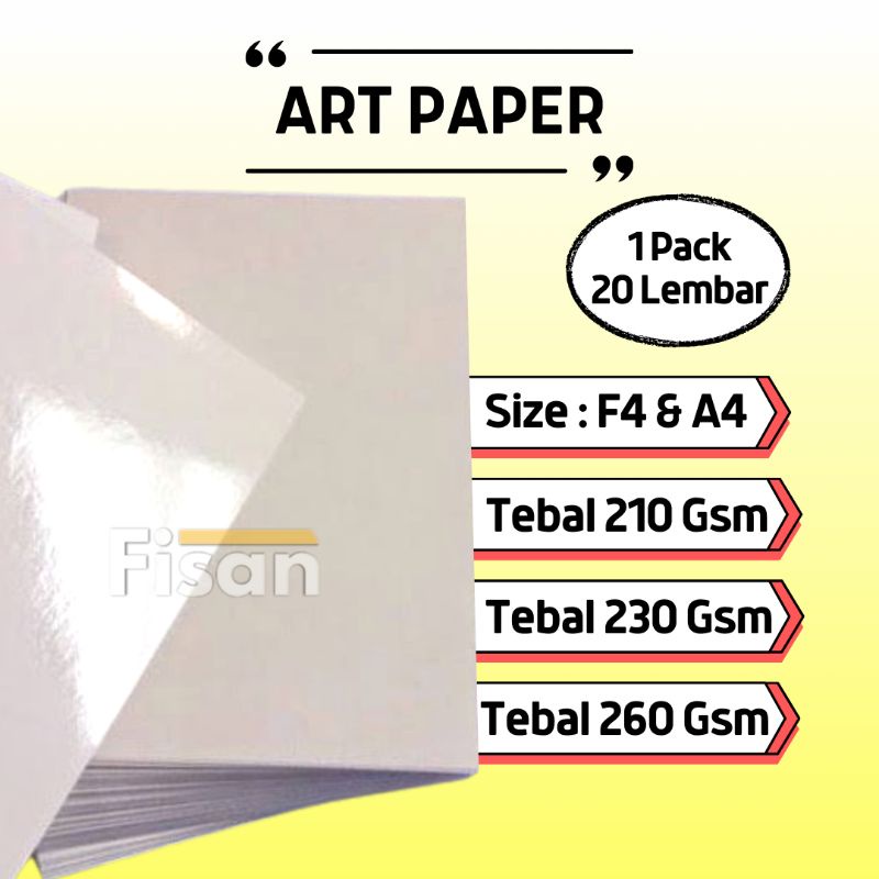 Jual 20 Lembar Art Paper Karton F4 A4 210 230 260 Gsm | Shopee Indonesia