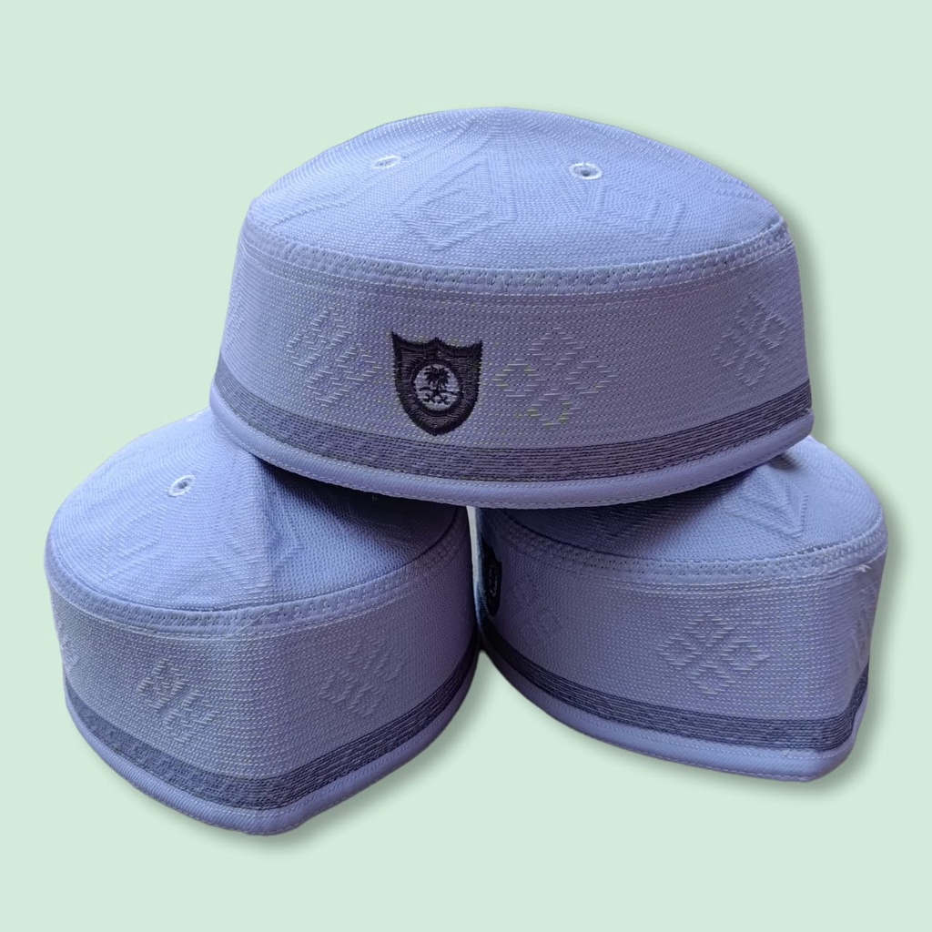 Jual Peci Kopyah Malaysia Putih Motif logo Pedang kurma Abu-Abu | Shopee Indonesia