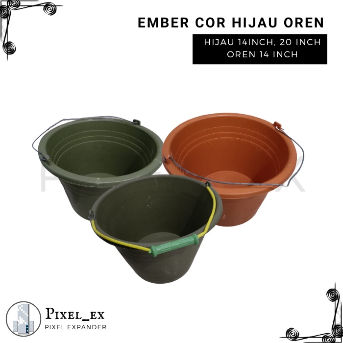 Jual Ember Cor Bangunan Semen Acian Hijau Oren 14 inch 20 inch Anti ...
