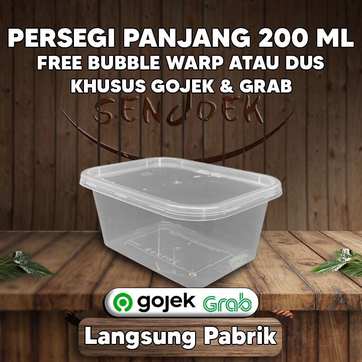 Jual Thinwall Rect Kotak Makan Plastik 200 Ml Food Container Rect 200