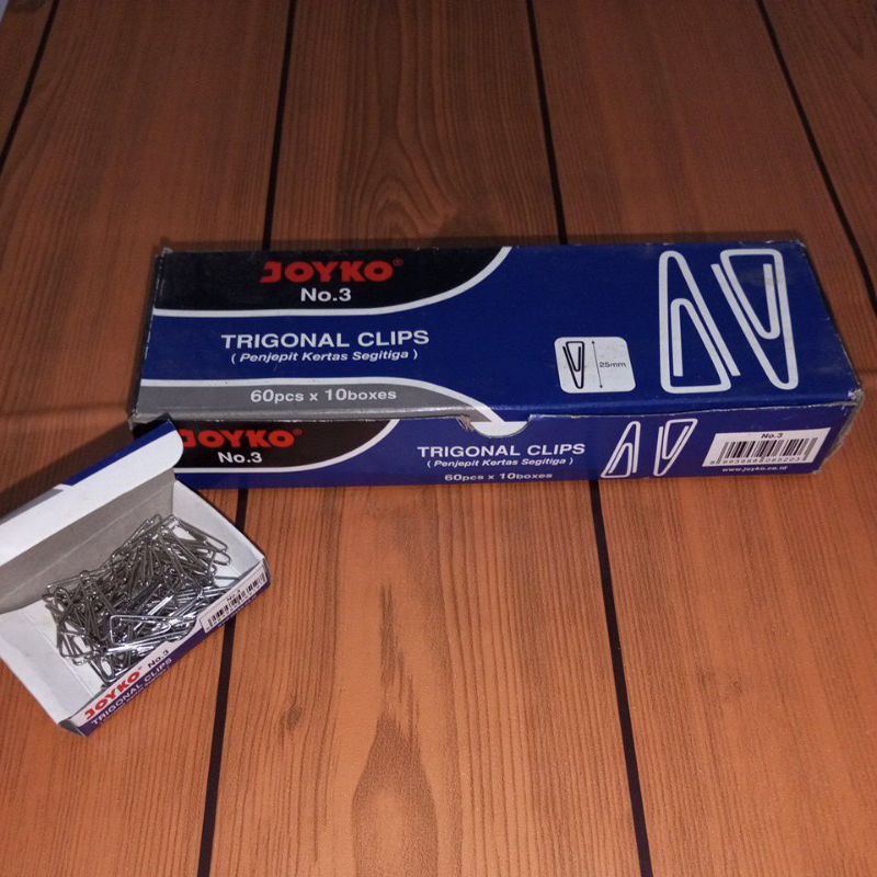 Jual trigonal clip No.3/penjepit kertas segitiga joyko (1 kotak kecil ...