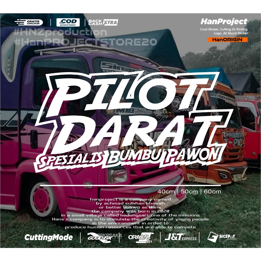 Jual STICKER KACA PINTU MOBIL PICK UP DAN TRUK "PILOT DARAT" REFLECTIVE ...