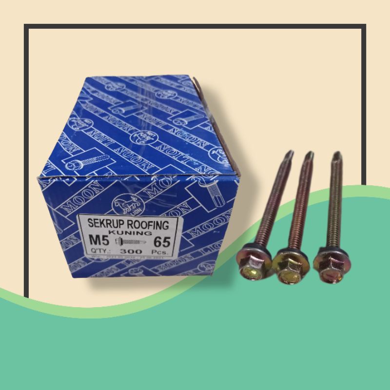 Jual BAUT BAJA RINGAN ROOFING M5X65 M5 X 65 MOON LION DUS 300 PCS ...