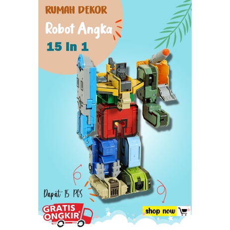Jual Robot Angka 15 in1 Mainan Anak Robot Number Edukasi | Shopee Indonesia
