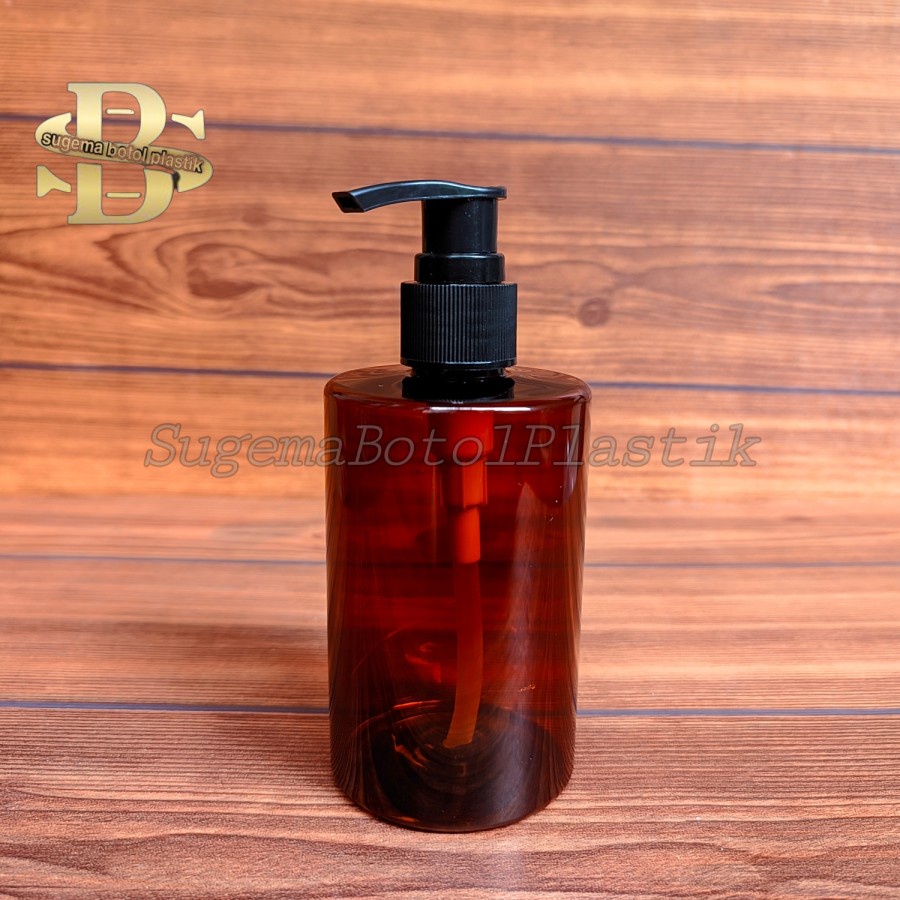 Jual botol pump 250ml rf dioli tutup hitam botol coklat | Shopee Indonesia