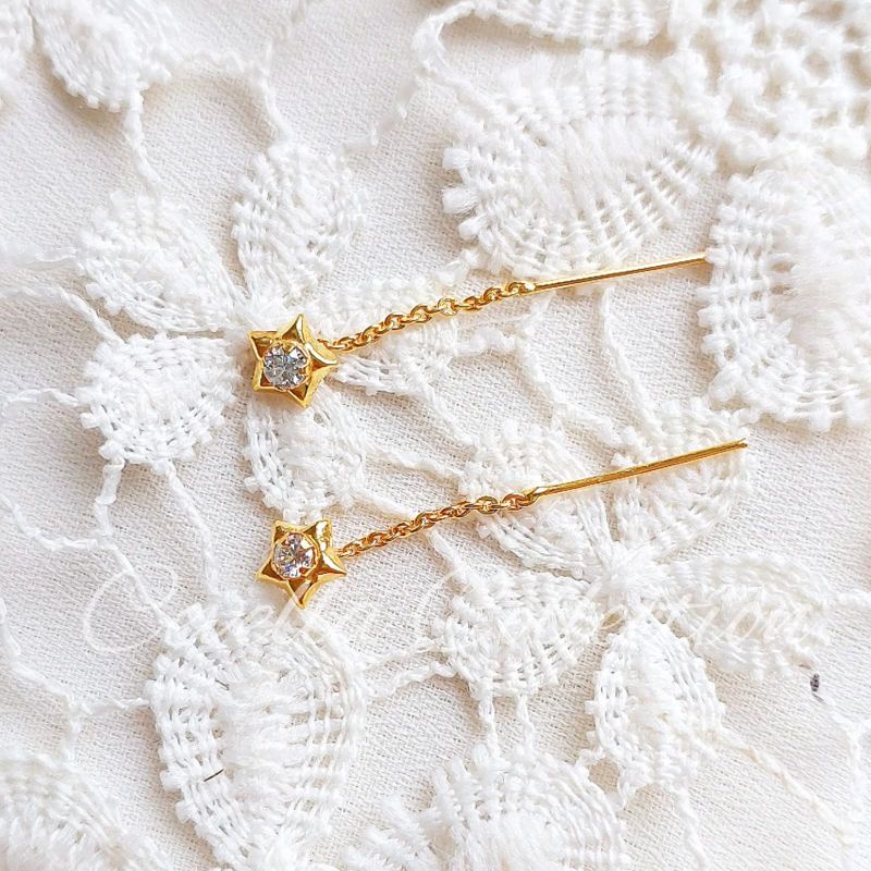 Jual Anting Tusuk Rantai Bintang Mata Emas Muda 1/2 Gram | Shopee Indonesia