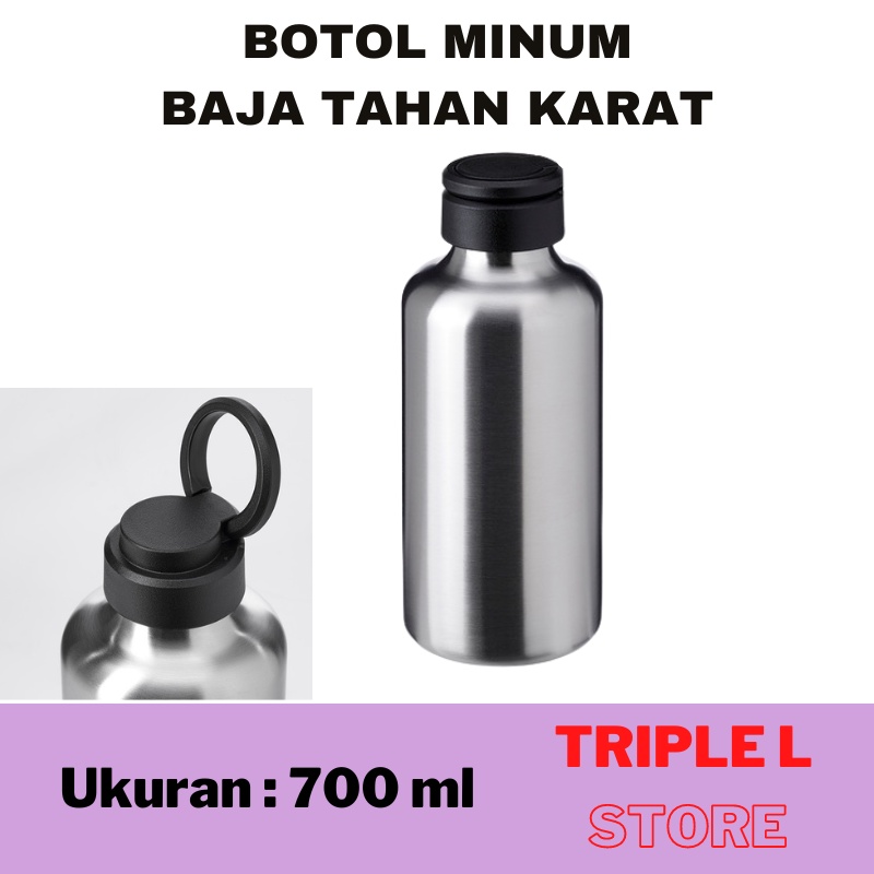 Jual Botol air minum stainless steel Anti karat 700 ml Tutup Hitam ...