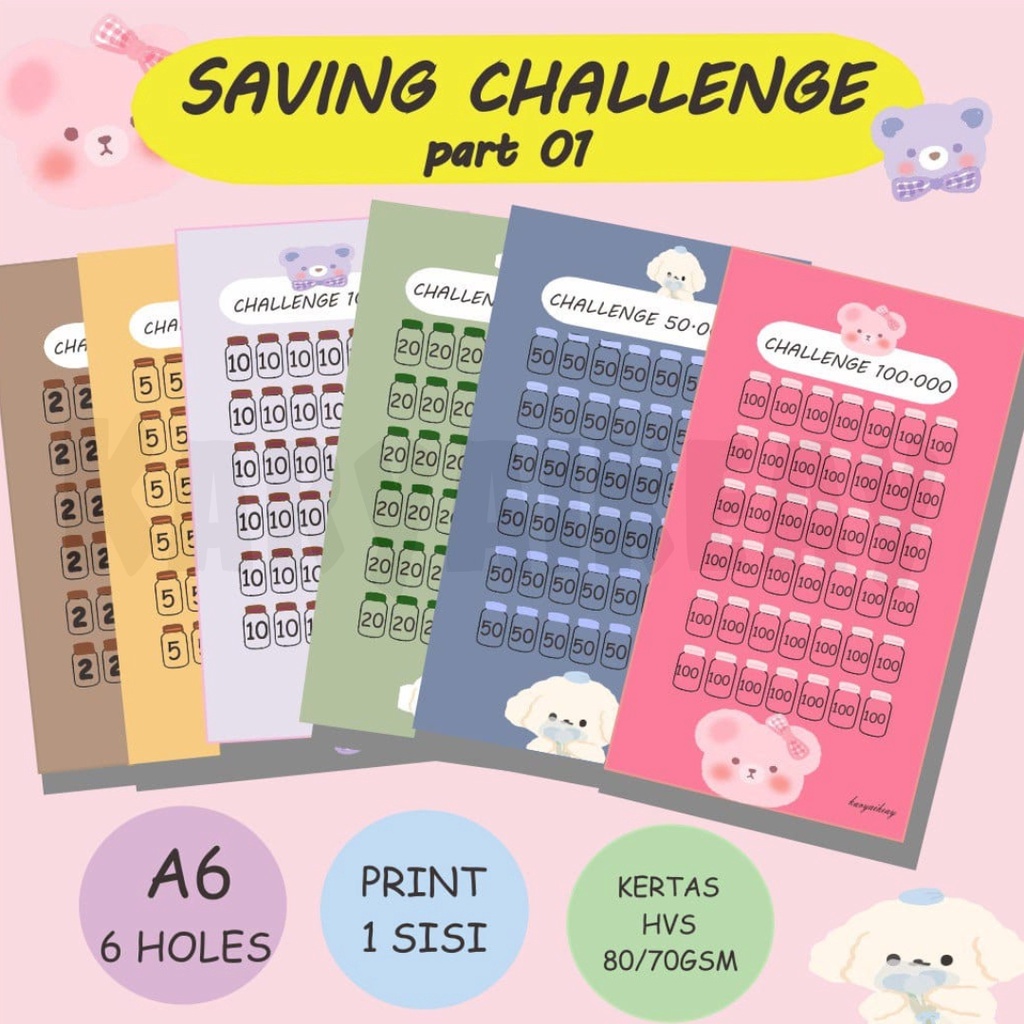 Jual KERTAS BINDER MONEY SAVING CHALLENGE A6 6 LUBANG TANTANGAN MENABUNG VER 01/ PART 01 ...