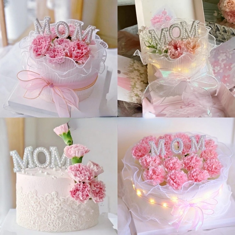 Jual Topper kue MOM, pita 3 lapis/ hiasan kue pita mutiara Love mutiara ...