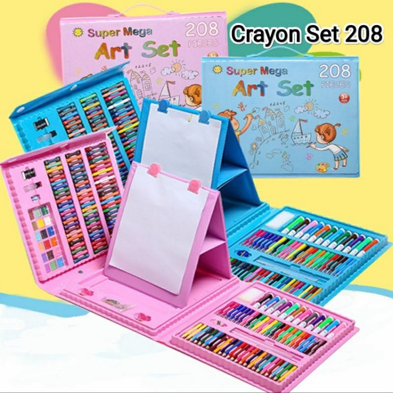 Jual Crayon set menggambar dan mewarna mewarnai Kit gambar seni 208 PCS ...