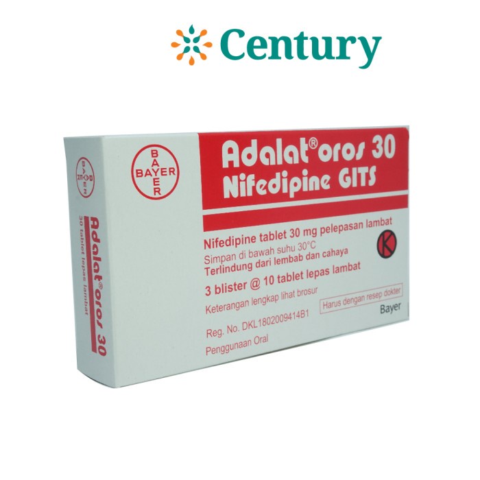 Jual ADALAT OROS 30MG 1 BLISTER 10 TABLET / HIPERTENSI / DARAH TINGGI ...
