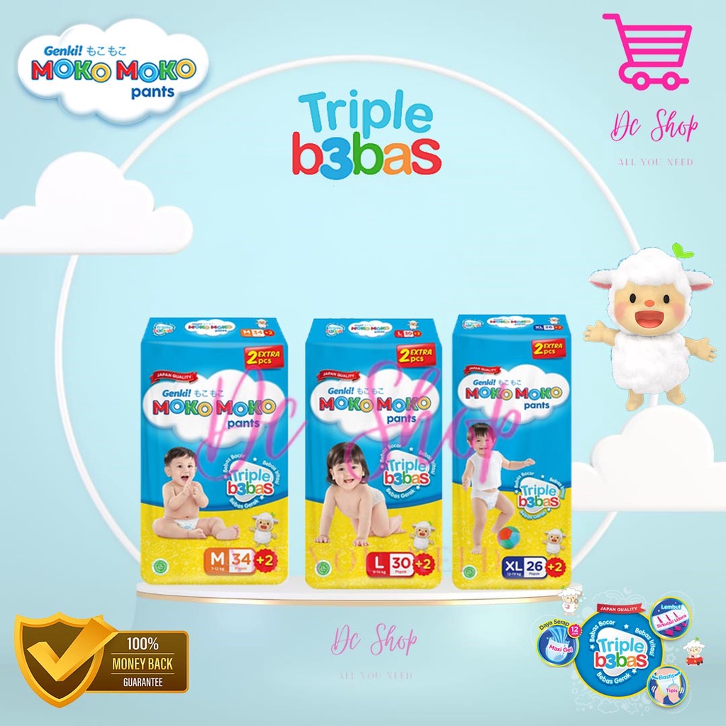 Jual GENKI MokoMoko Pants M32 L28 XL26 | Moko moko Pants Diapers Popok Sekali Pakai | Shopee ...