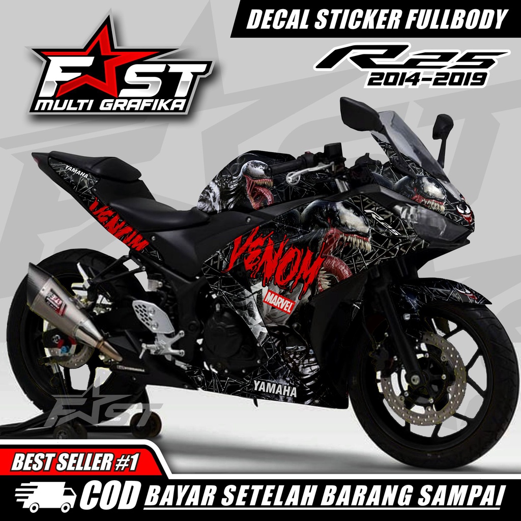 Jual TERBARU BISA COD Decal R25 Full Body VENOM Decal Yamaha YZF R25 ...