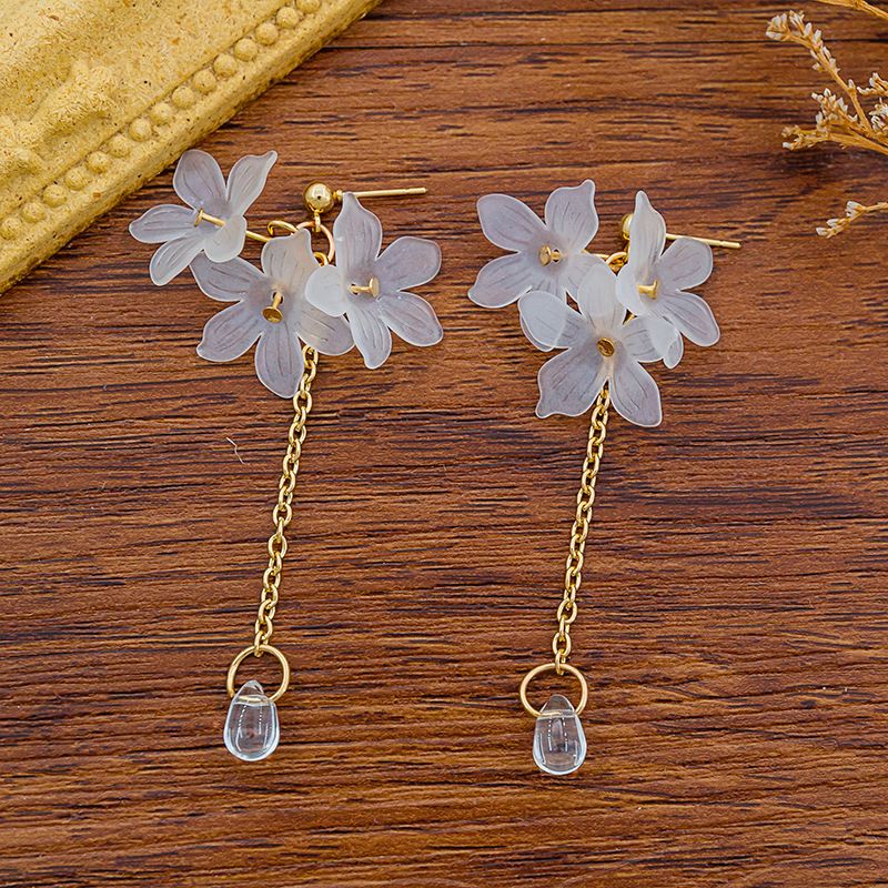 Jual ANT-04 Anting bunga model korea party earring rumbai menjuntai ...