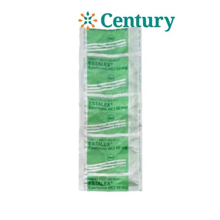 Jual ESTALEX 50MG 1 STRIP ISI 10 TABLET / EPERISONE / OBAT SENDI ...
