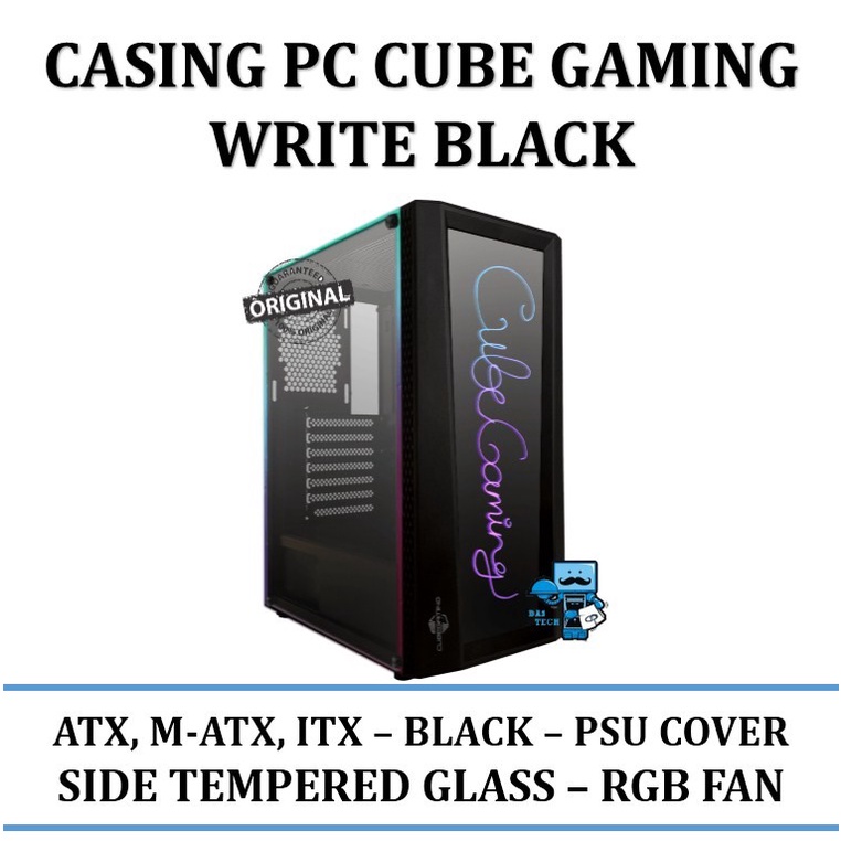 Jual Casing PC Cube Gaming Write Black - Side Tempered Glass | Shopee ...
