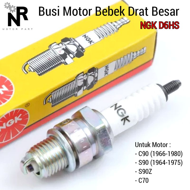 Jual Busi NGK D6HS NGK Busi Motor Bebek Drat Besar Motor C90 C70 S90 ...