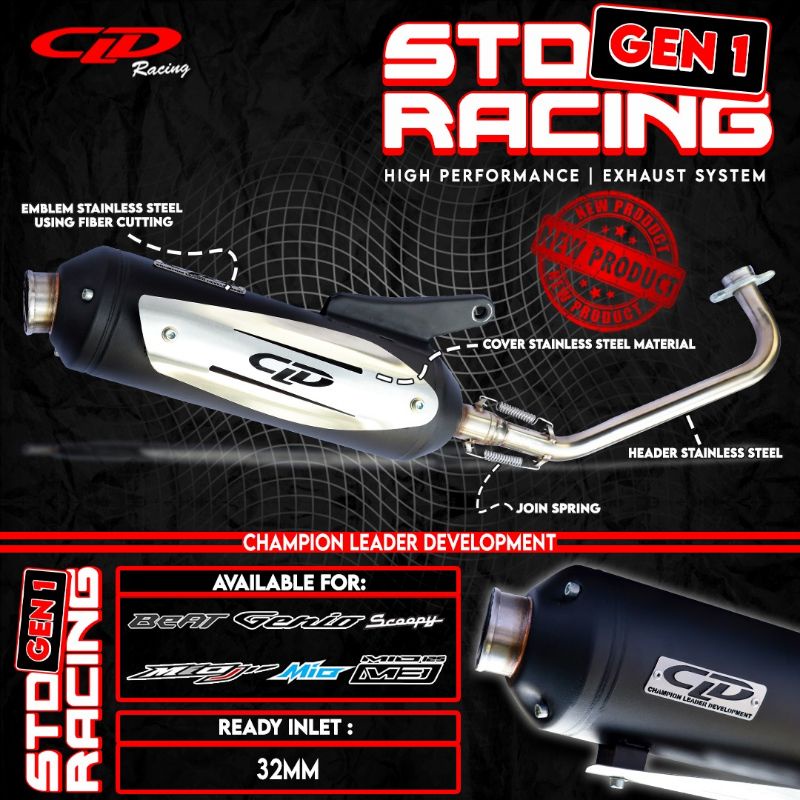 Jual Knalpot CLD Standar Racing Gen 1 Mio Mio m3 Beat Scoopy Genio Mio ...