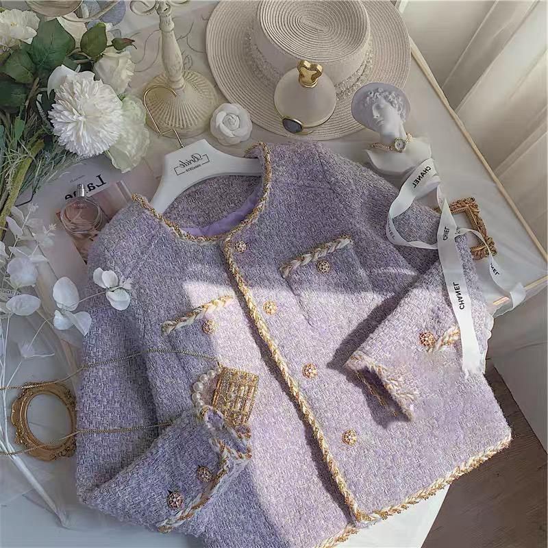 Jual VN ANGEL PURPLE TWEED BLAZER WINTER / OUTER TWEED KOREAN WINTER ...