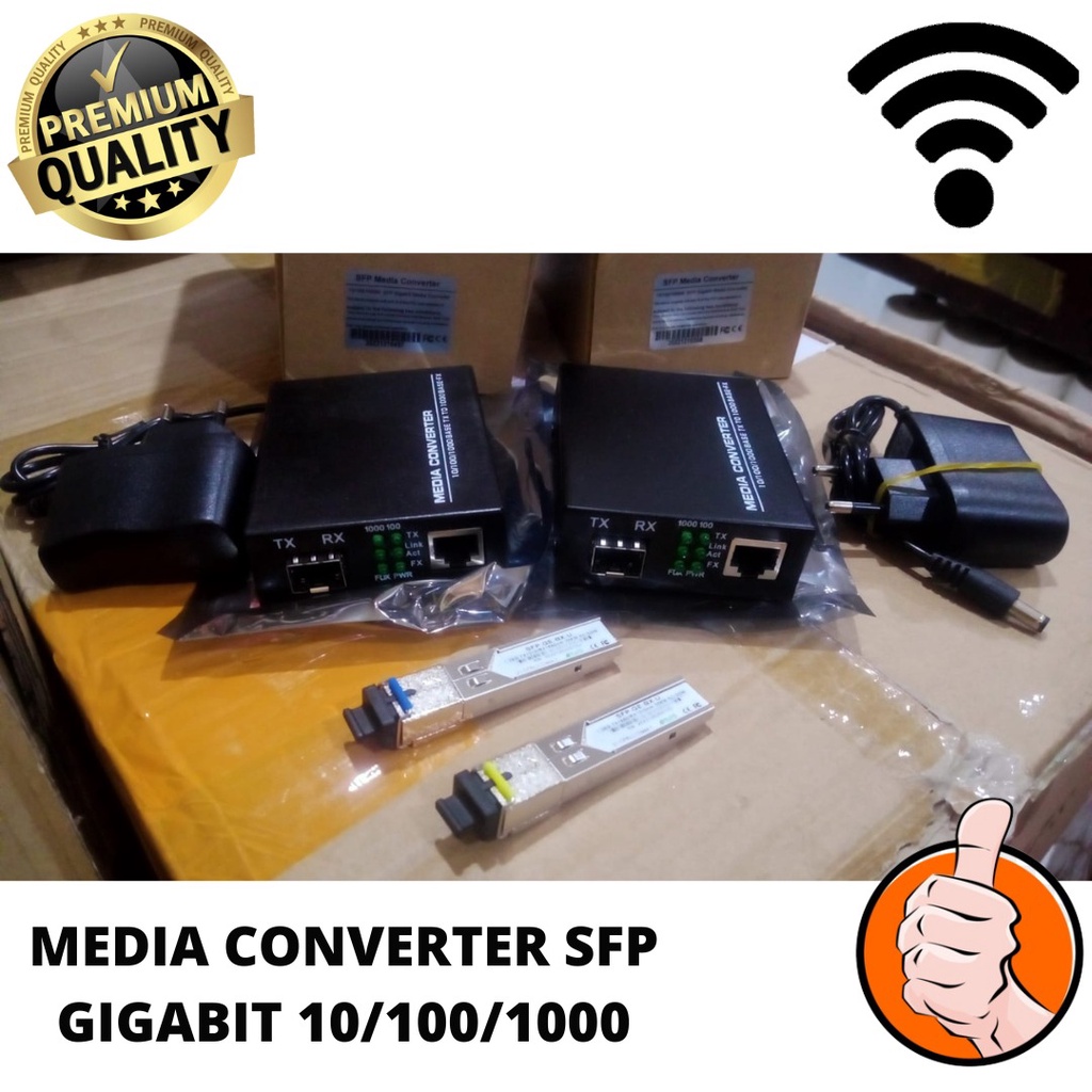 Jual Media Converter FO Gigabit With SFP port + SFP Module pair ...