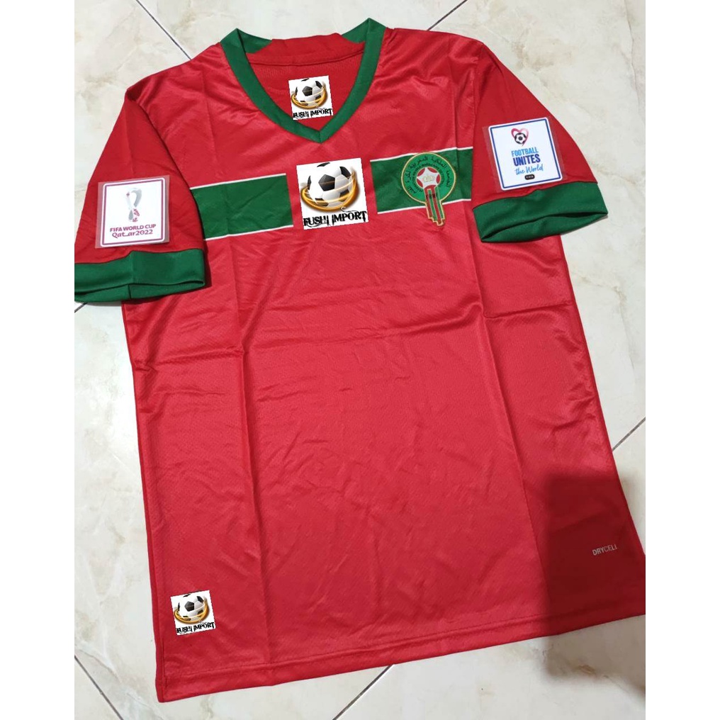 Jual Jersey Baju Bola Maroko Home Full Patch World Cup Piala Dunia 2022 Grade Ori | Shopee Indonesia