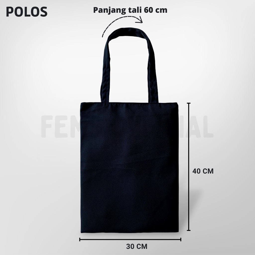 Jual Totebag Hitam Polos Grosir Bahan Kanvas Twill Tanpa Desain Ada Resleting | Shopee Indonesia