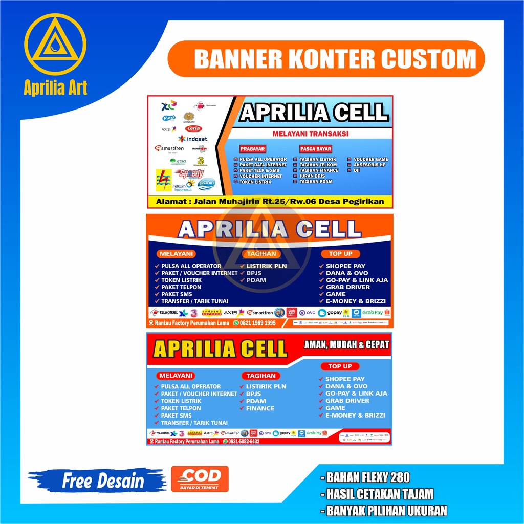 Jual SPANDUK KONTER CUSTOM, BANNER KONTER CUSTOM, SPANDUK COUNTER PULSA ...