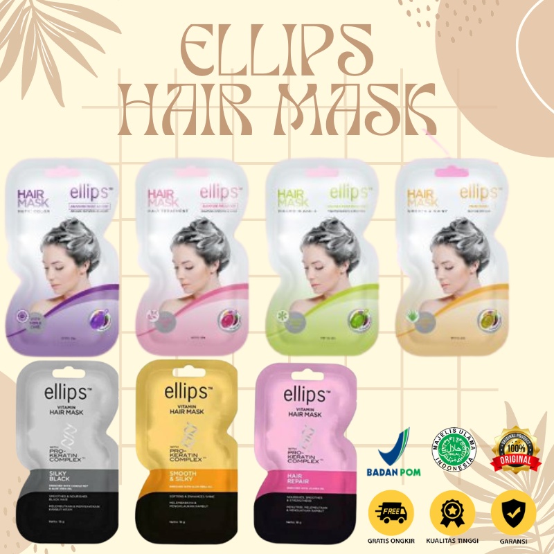 Jual Najmia 3 (Beli 2 lbh murah) ELLIPS HAIR MASK with (Pro-Keratin) sachet 20gr / masker ...