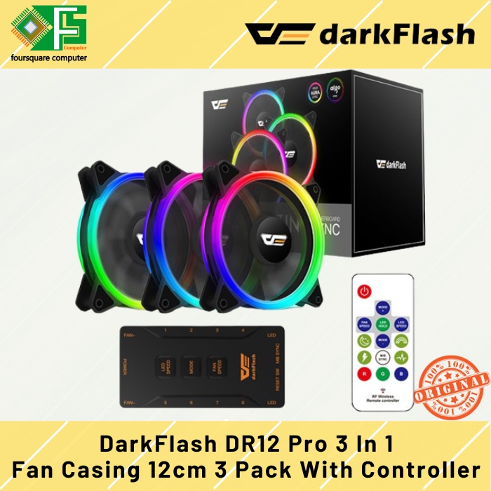 Jual AIGO DR12 PRO 3in1 Double Ring Fan RGB - 3 Pack With Controller ...