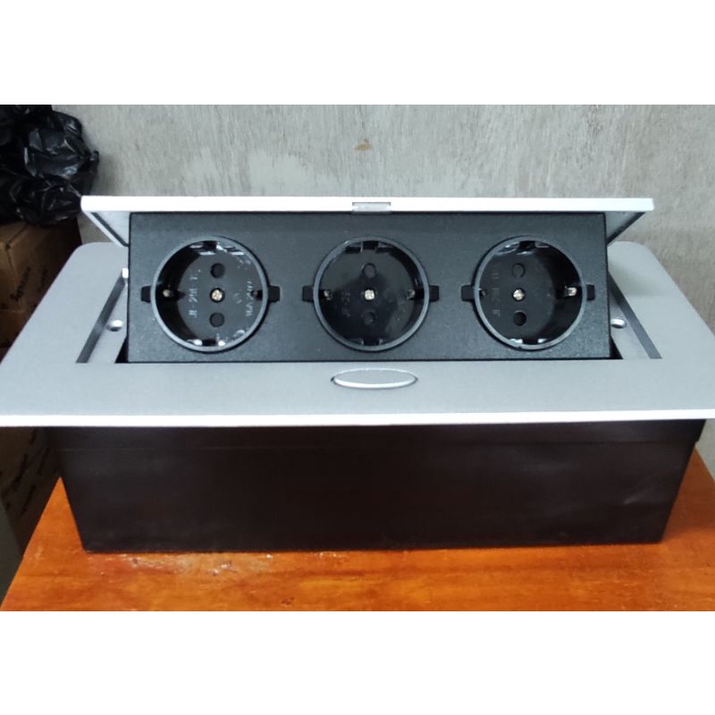 Jual STOP KONTAK MEJA TANAM POP UP TABLE SOCKET 3 LUBANG/ 3 SOCKET ...